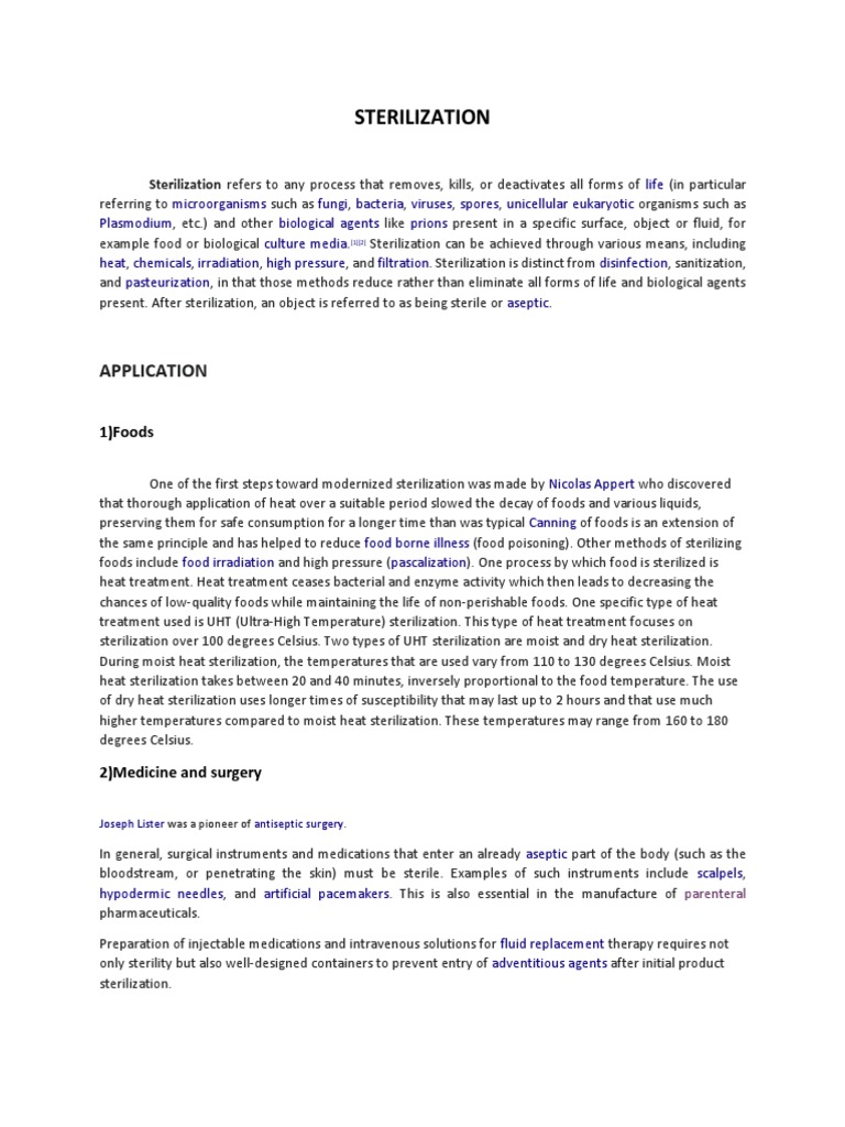 Sterilization: Application | PDF | Sterilization (Microbiology ...