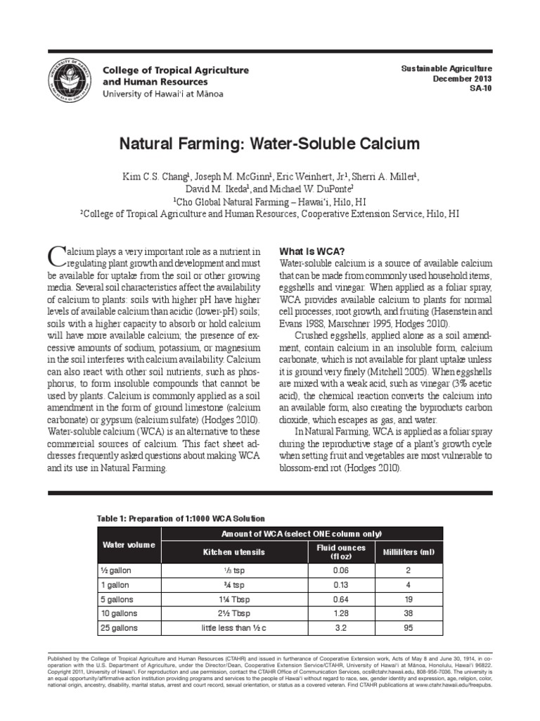 Natural Farming: Water-Soluble Calcium: Sustainable Agriculture ...