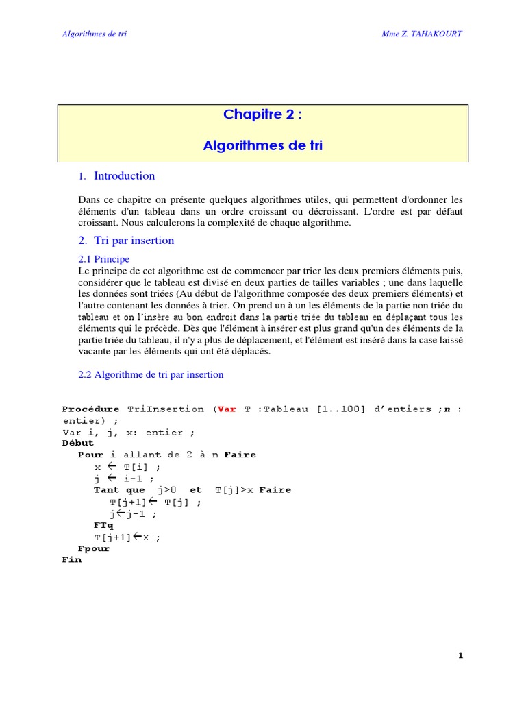 Chap2 - Tri | PDF | Informatique | Algorithmes et structures de données