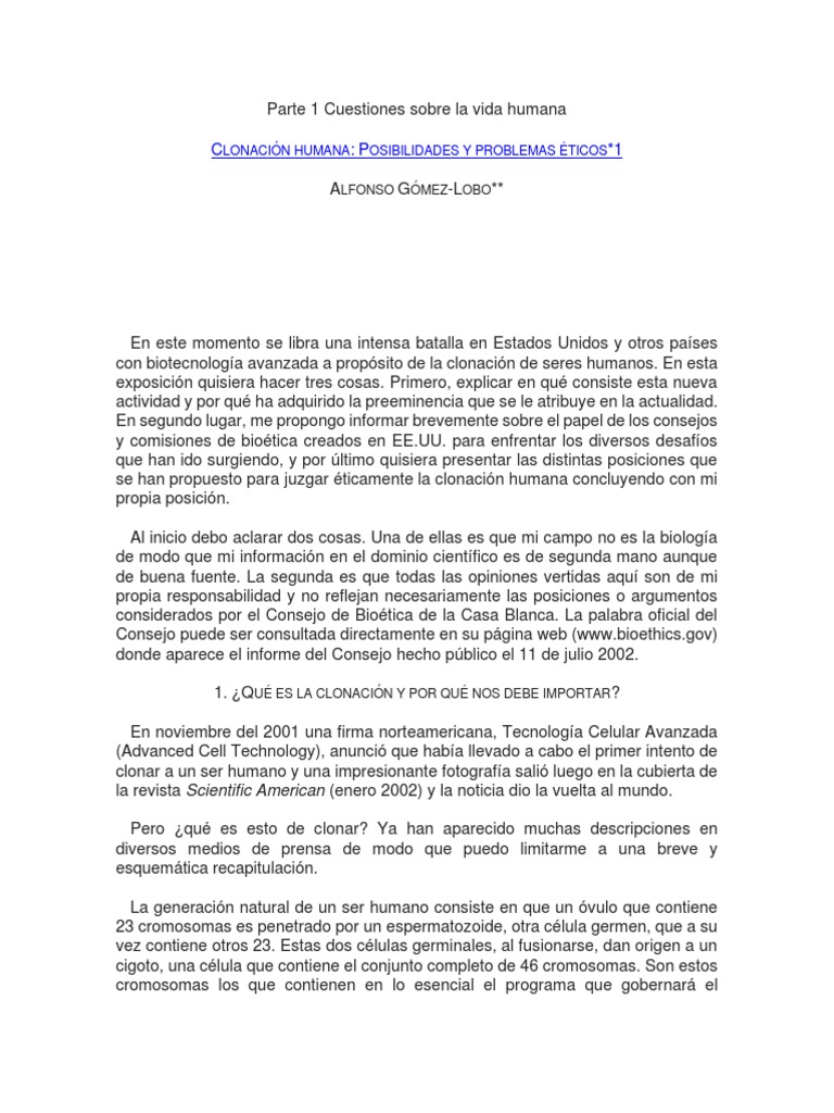 Clonación Humana: Ética y Desafíos | PDF | Clonación | Célula madre