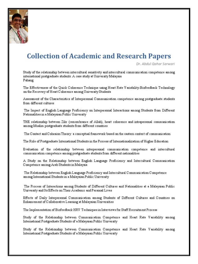 Collection of Academic and Research Papers-Dr. Abdul Qahar Sarwari ...