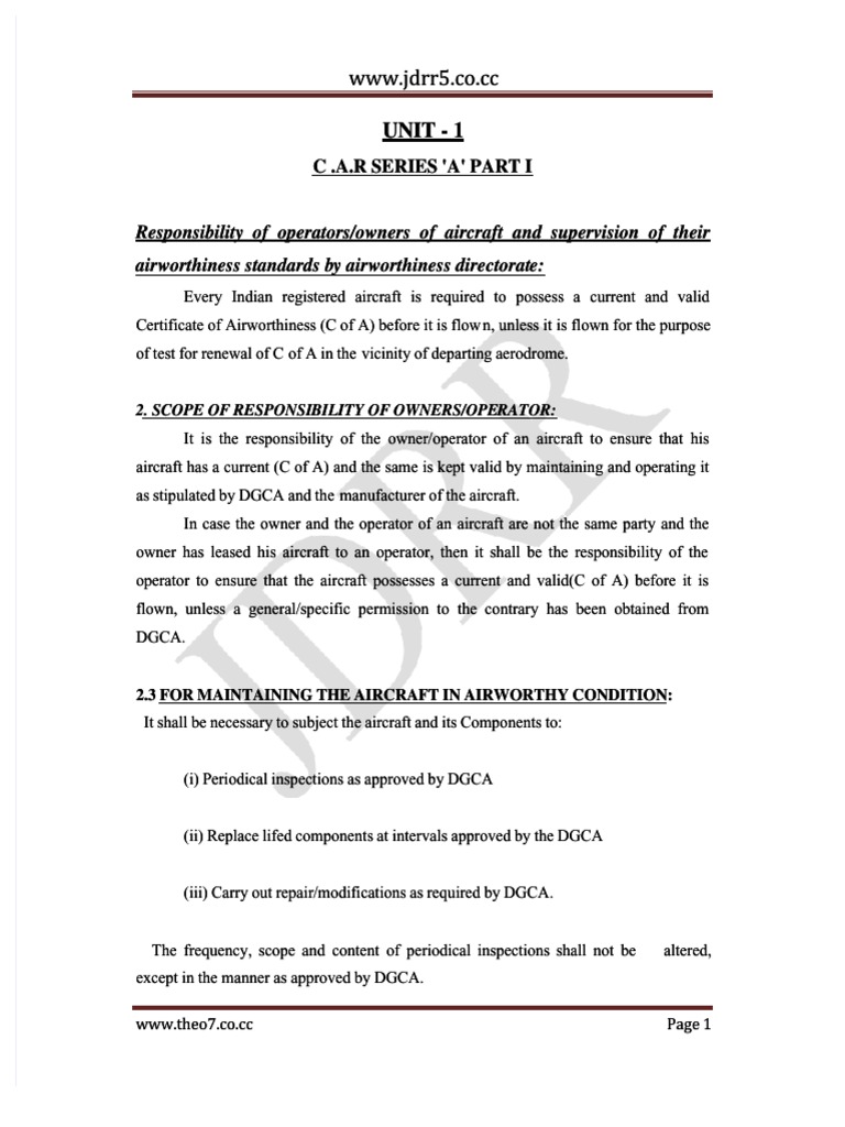 PDF Aircraft Rules and Regulations Full Notes Compress | PDF ...