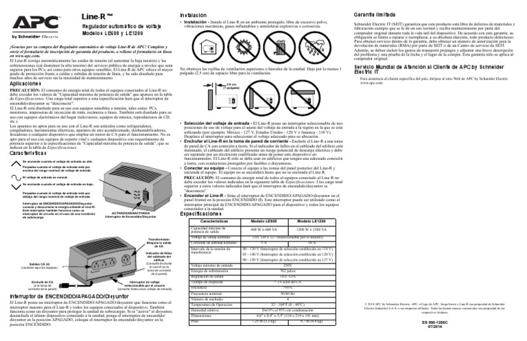 Manual de Regulador APC Line-R 600 | PDF | Ingenieria Eléctrica ...