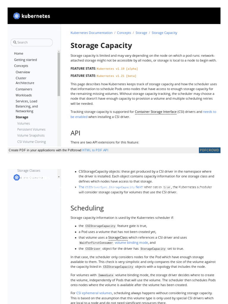50 Kubernetes Io Docs Concepts Storage Storage Capacity Pdf Information Age Computer Science 