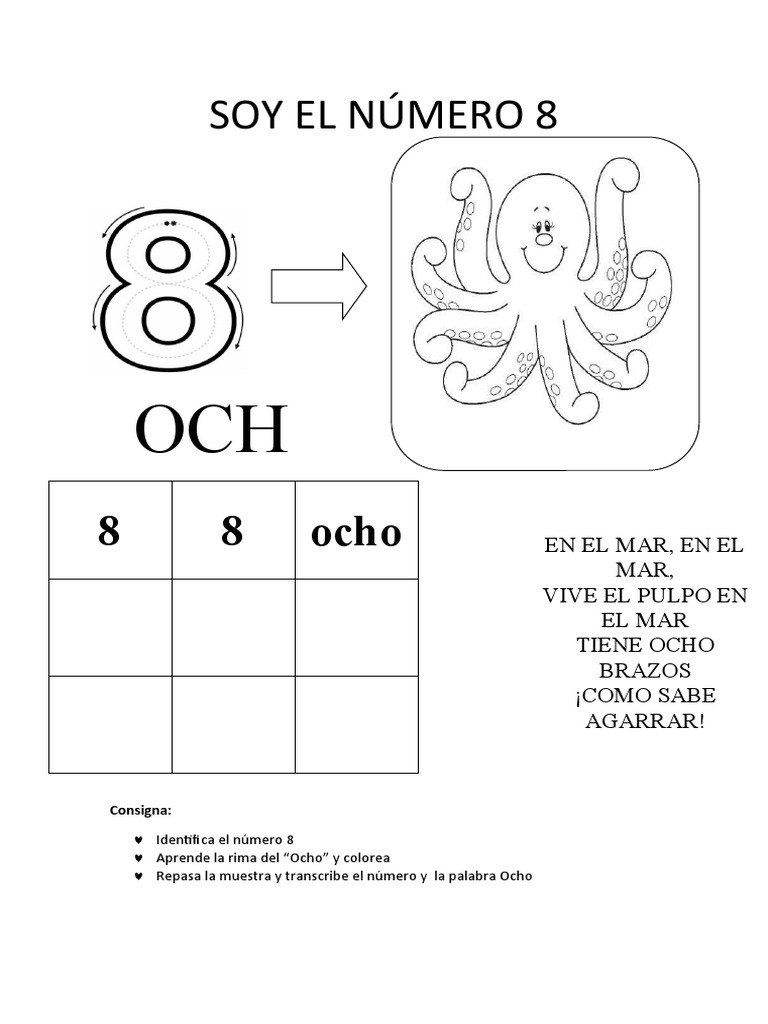 Rimas y actividades del número 8 | PDF