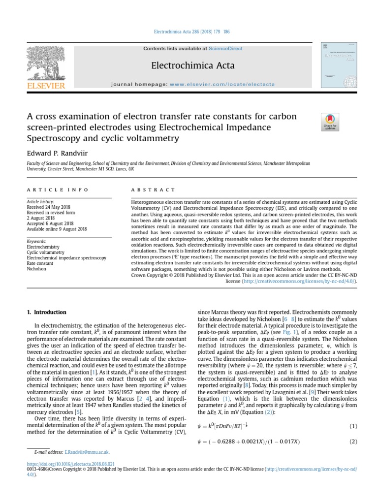 A Cross Examination of Electron Transfer Rate Constants For SCE Using ...