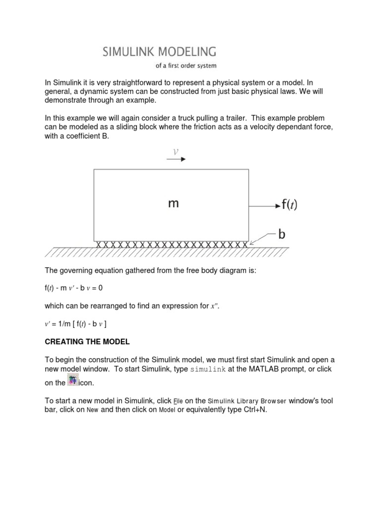 V' 1/m (F (T) - B V) : Creating The Model | PDF | Parameter (Computer Programming) | Matlab