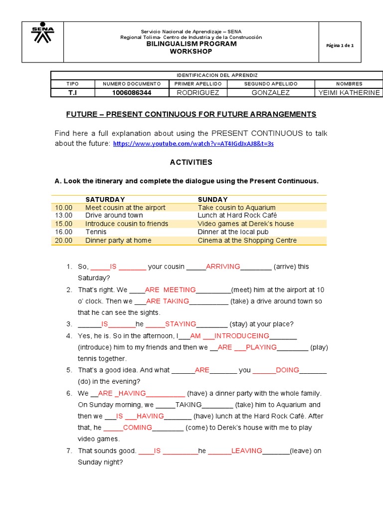 Future - Present Continuous For Future Arrangements | PDF