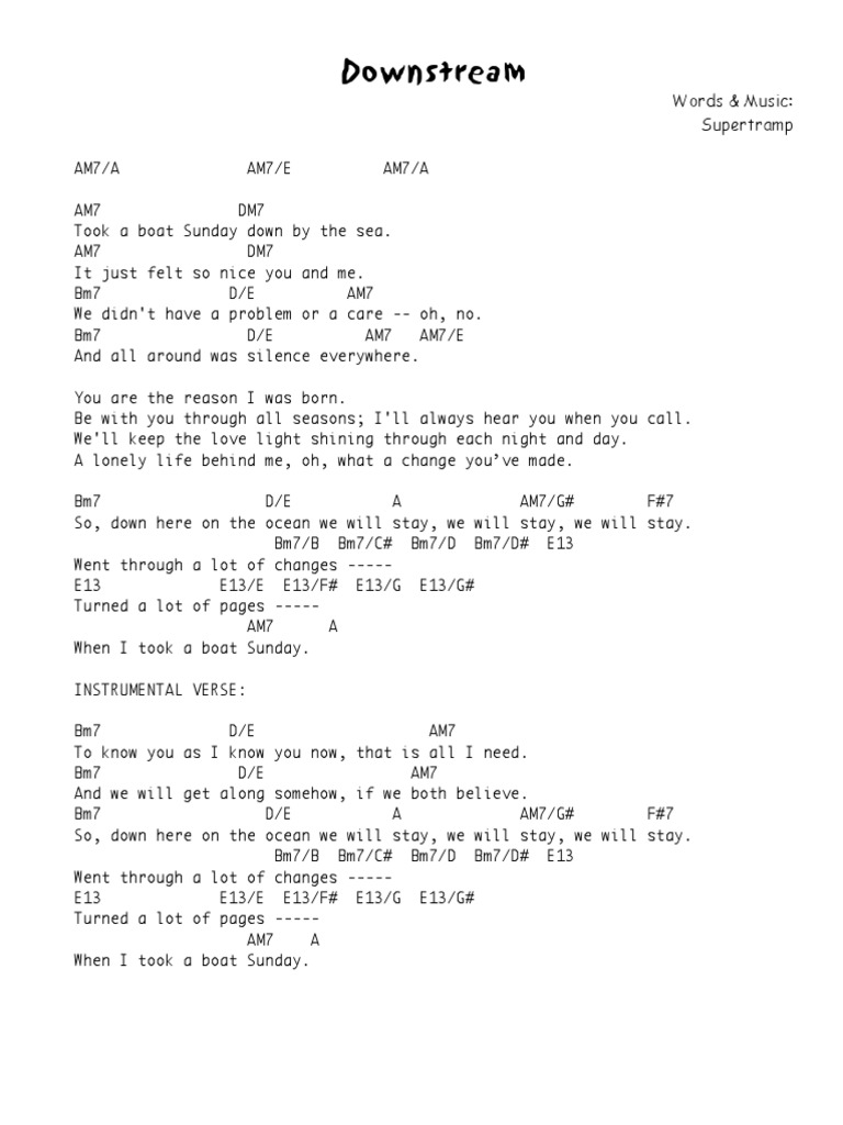 Downstream Chords and Lirycs | PDF | Language Arts & Discipline | Art
