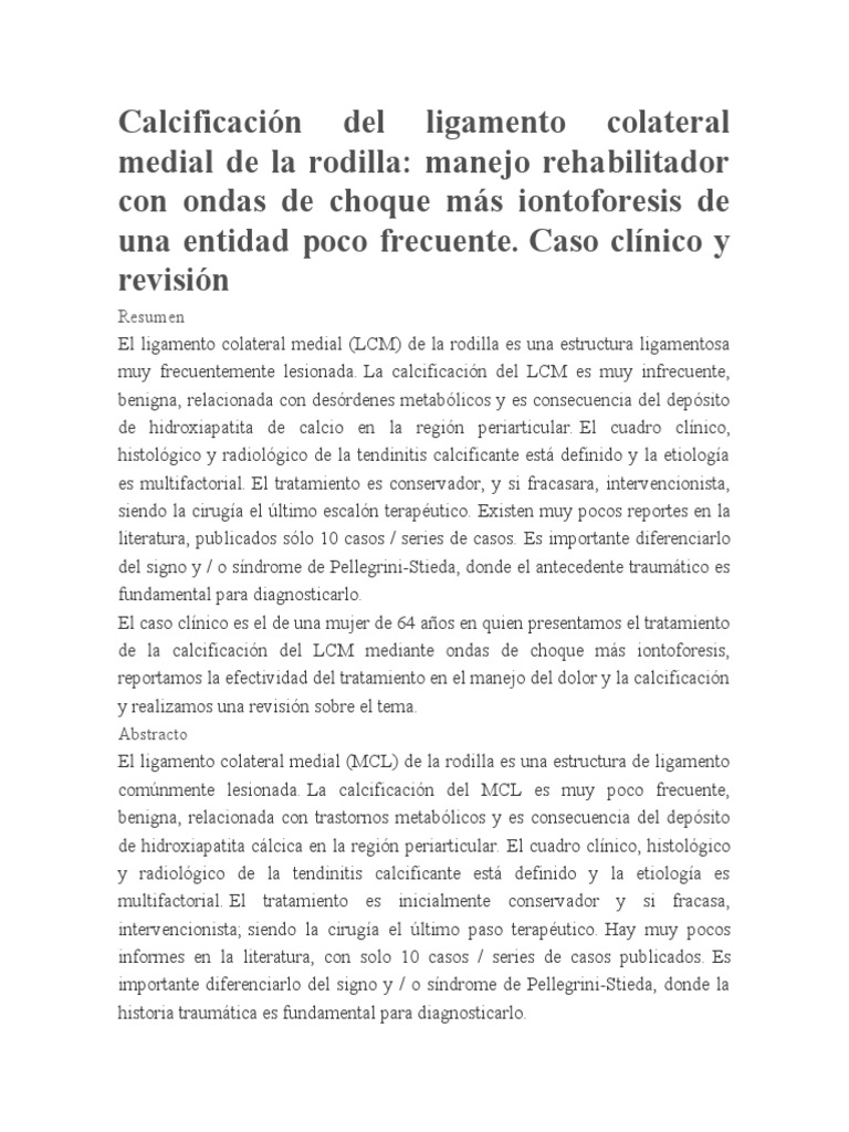 Calcificación Del Ligamento Colateral Medial de La Rodilla | PDF