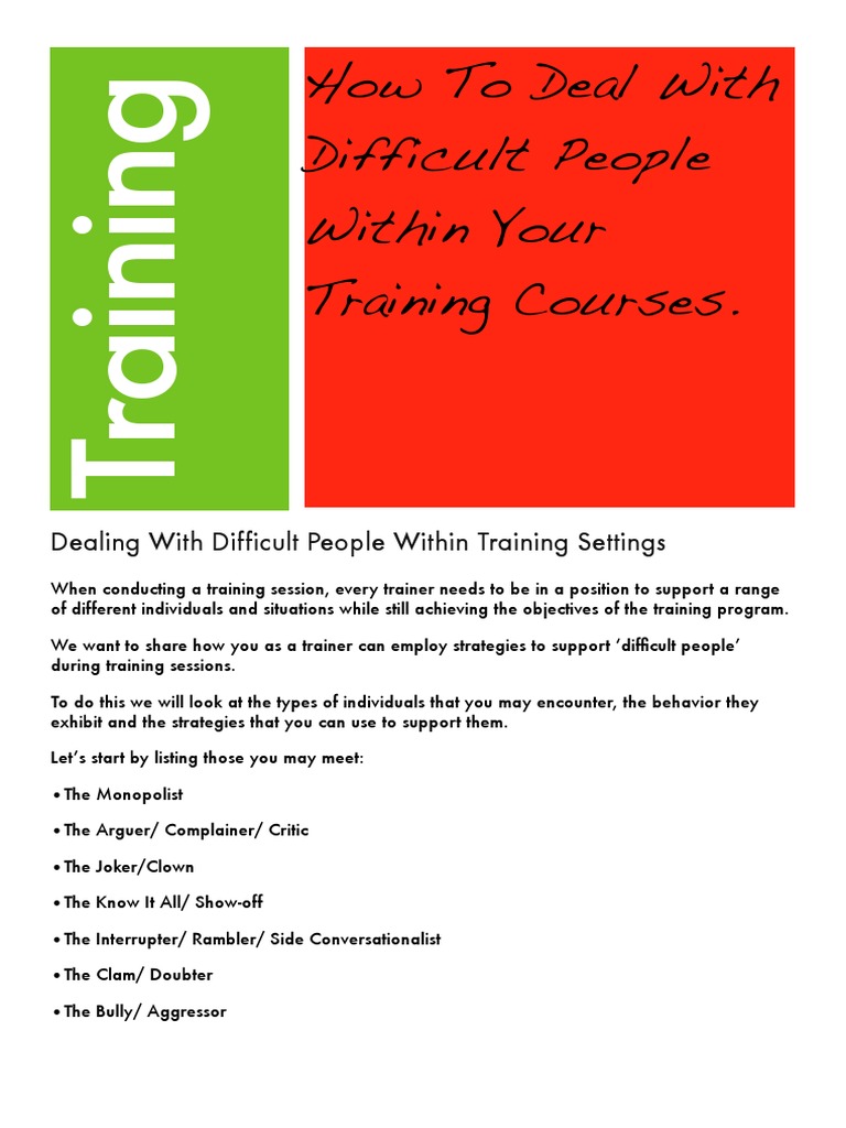 How To Deal With Difficult People Within Your Training Courses | PDF ...