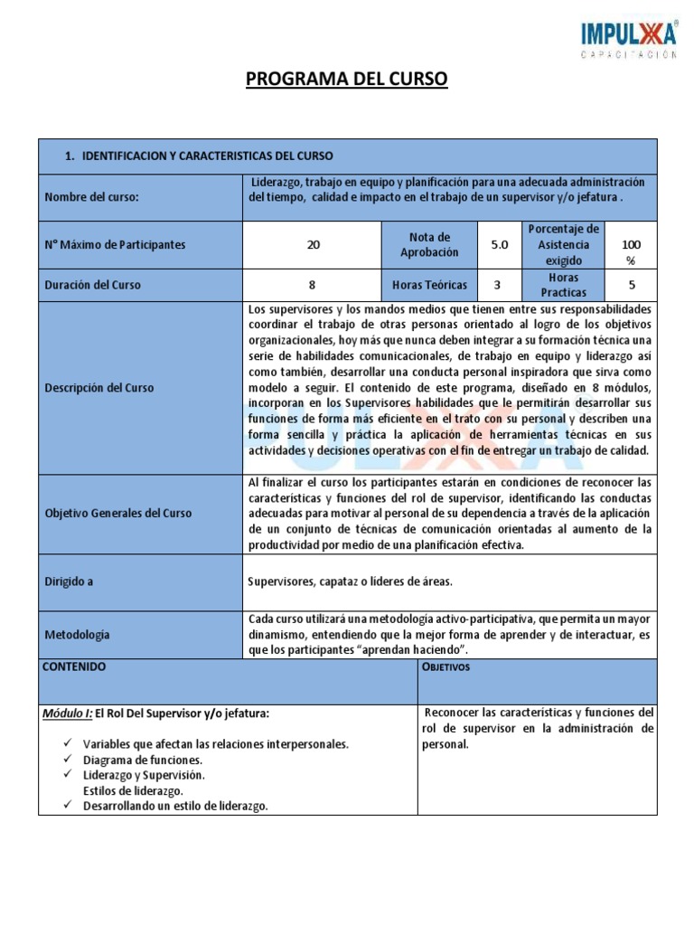 Programa Comunicacion Efectiva Jefatura | PDF | Liderazgo | Planificación