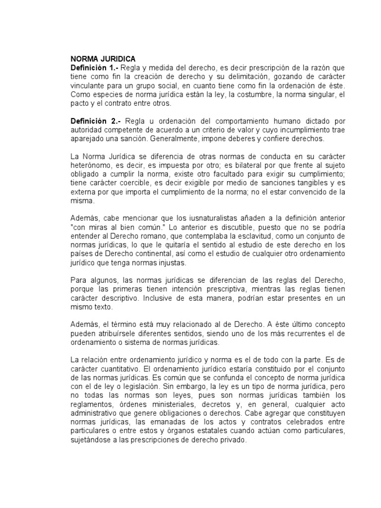 Definición y características de norma jurídica | PDF | Legislación ...