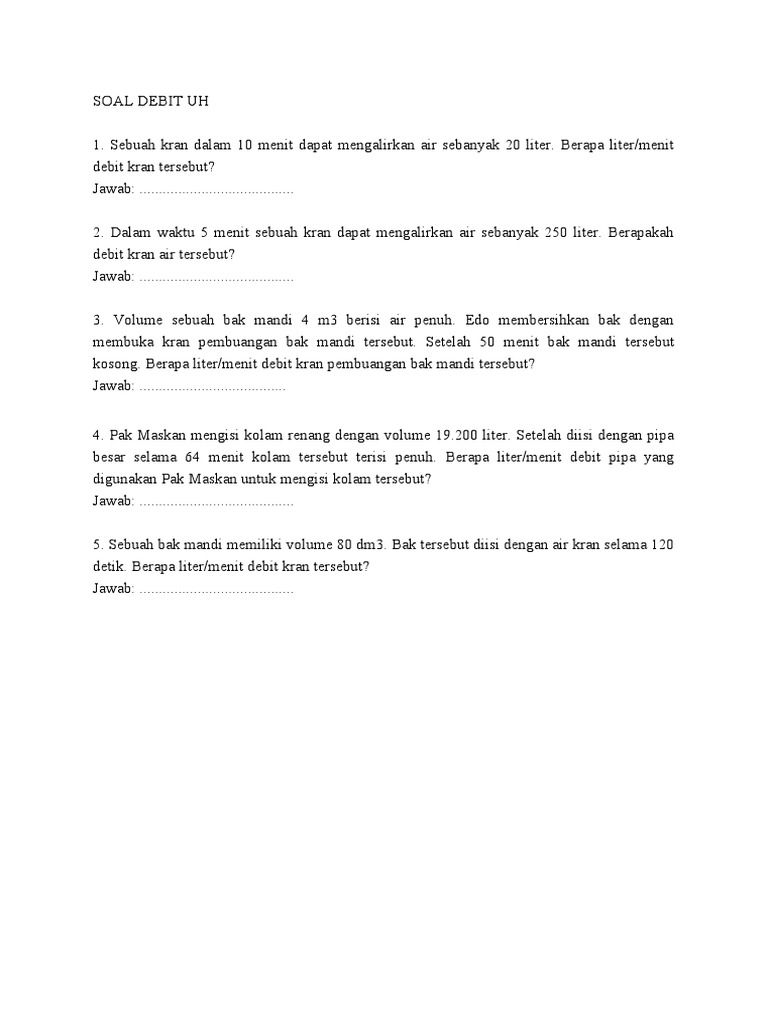 Soal Debit Uh | PDF