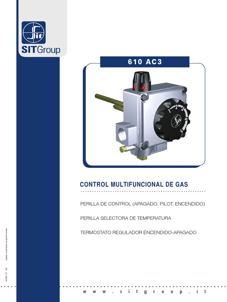 Termostato SIT 610 AC3: Control Gas Agua | PDF | Termostato | Tornillo