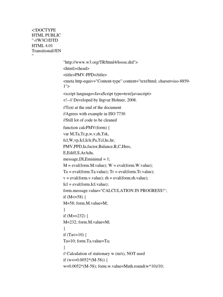 Calculation of Predicted Mean Vote (PMV) and Predicted Percentage ...