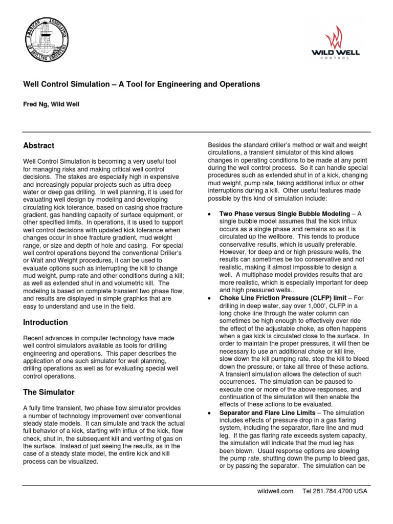 Well Control Simulation Tool For Engineering Operations | PDF | Casing ...