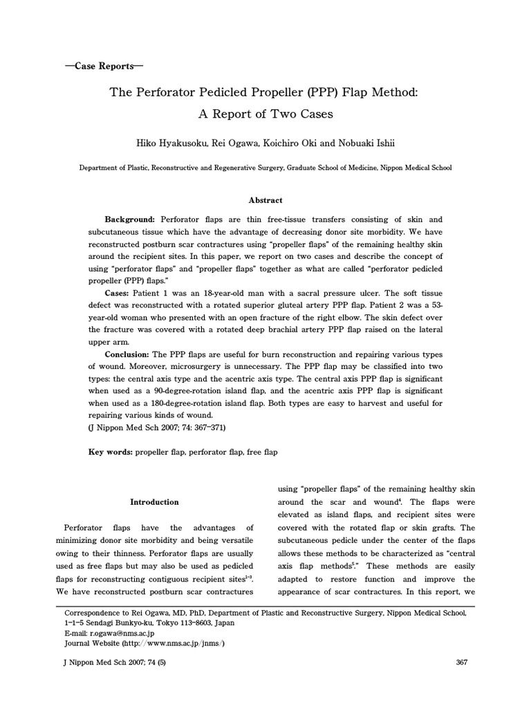 The Perforator Pedicled Propeller (PPP) Flap Method: A Report of Two ...