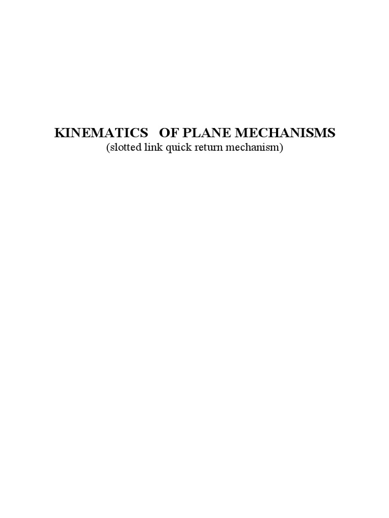 Kinematics of Plane Mechanisms | PDF | Kinematics | Acceleration