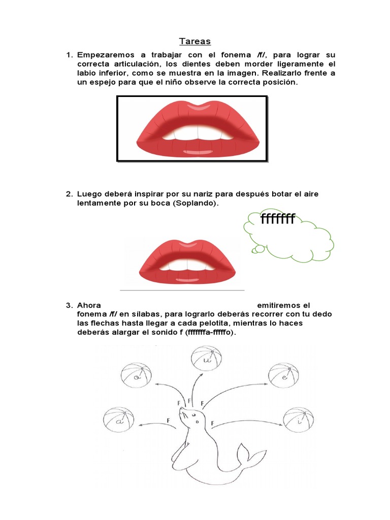 Articulacion Fonema F Primera Sesion | PDF | Artes del Lenguaje y ...