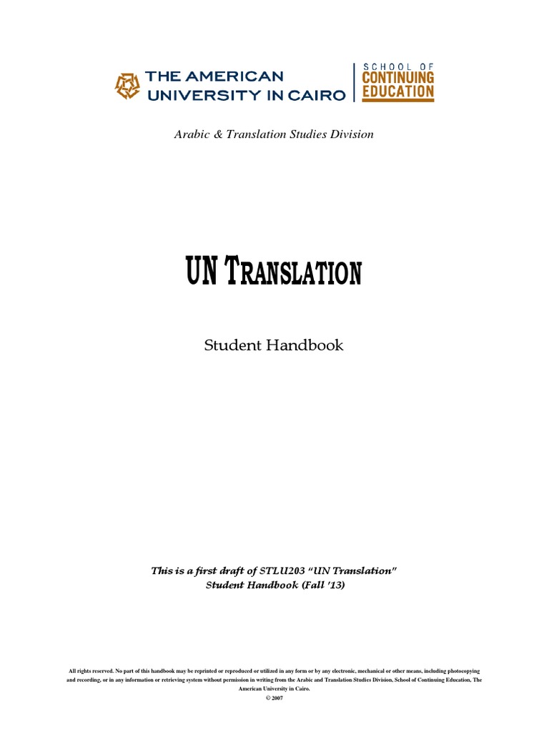 UN Translation English Arabic | PDF | Translations | Verb