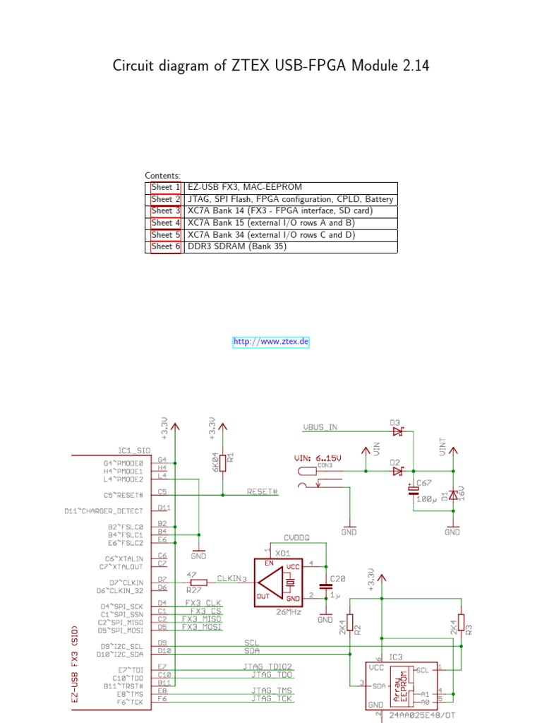Circuit Diagram of ZTEX USB-FPGA Module 2.14 | PDF Circuit Diagram of ZTEX USB-FPGA Module 2.14 | PDF