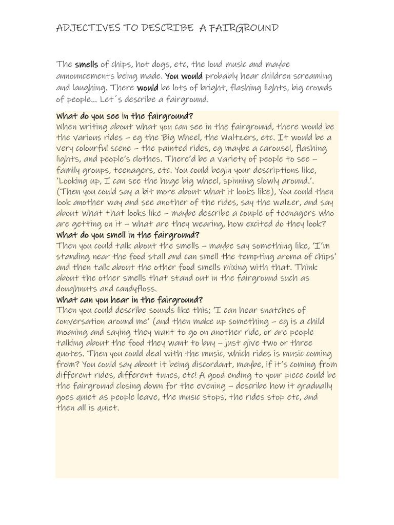 Fairground Descriptive Guide | PDF | Amusement Park | Machines