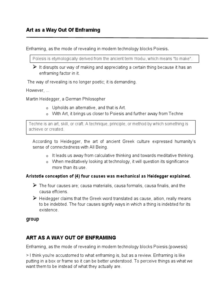 Art's Role in Overcoming Enframing | PDF | Martin Heidegger ...