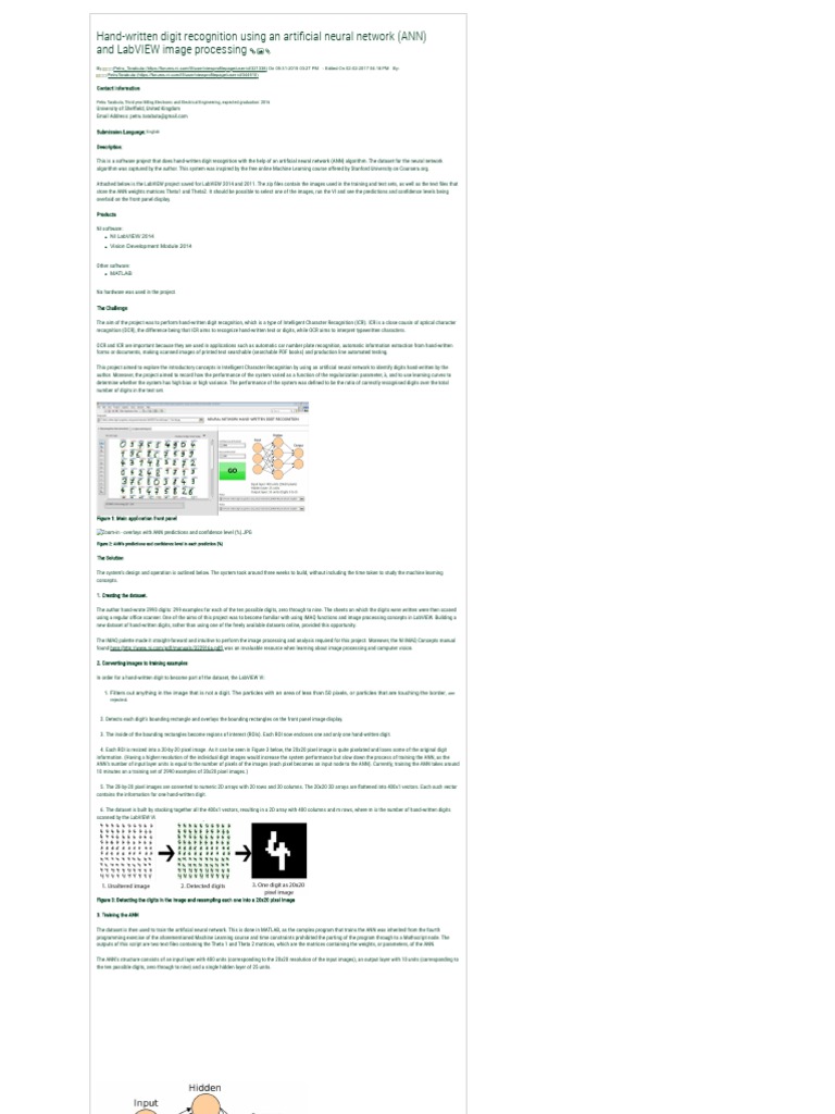 Hand-Written Digit Recognition Using An Artificial Neural Network (ANN ...