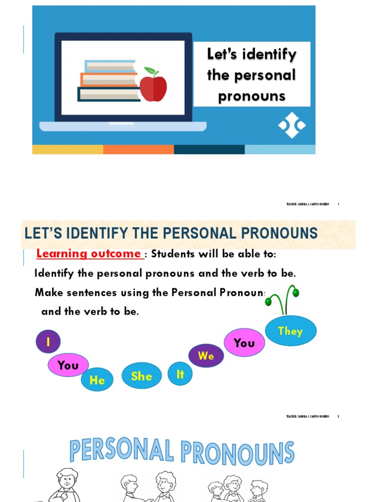 Let's Identify The Personal Pronouns: Teacher: Sandra J. Carpio Romero ...