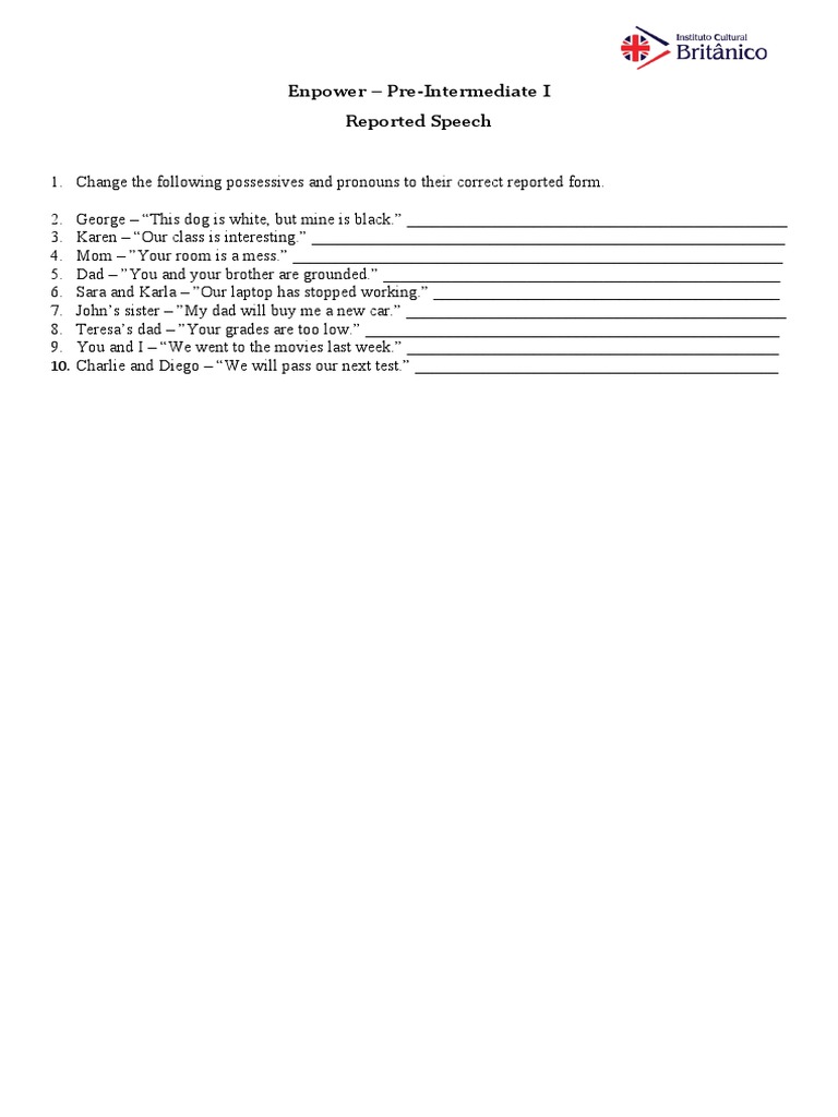 Enpower - Pre-Intermediate I Reported Speech | PDF