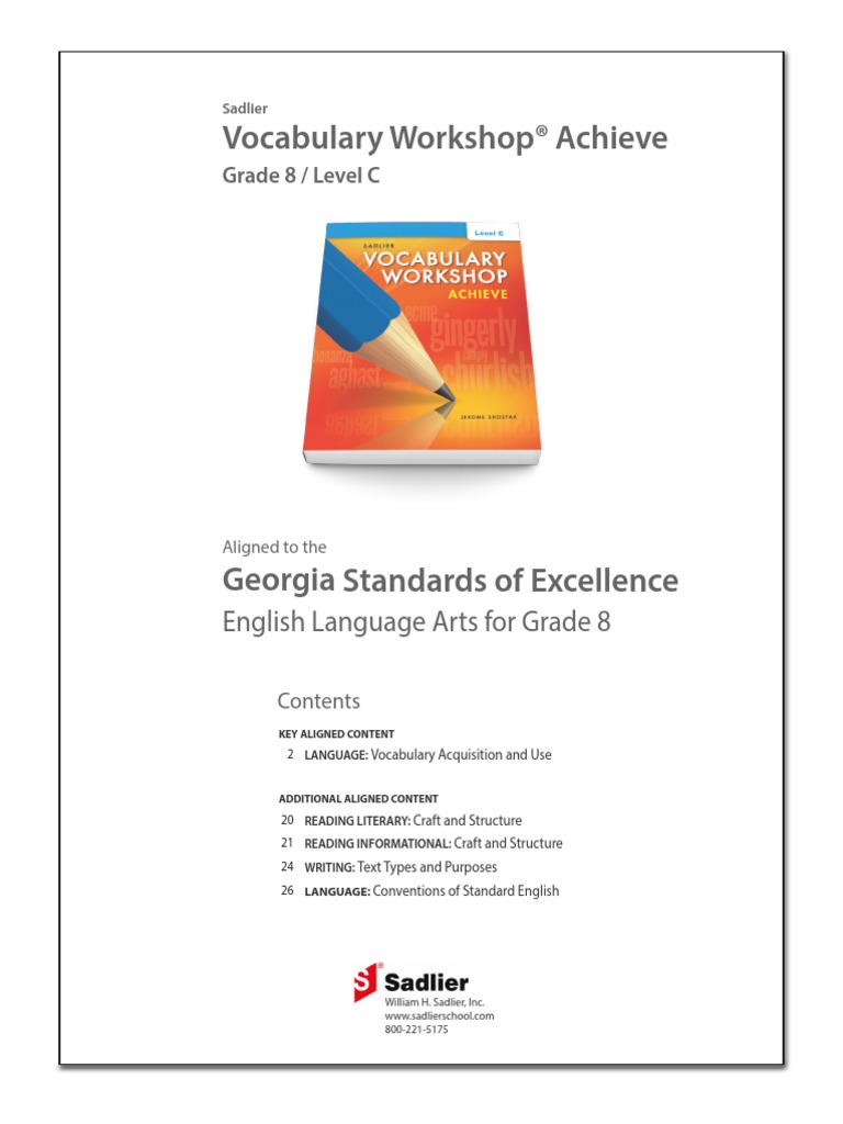 Vocabulary Workshop® Achieve: English Language Arts For Grade 8 | PDF ...