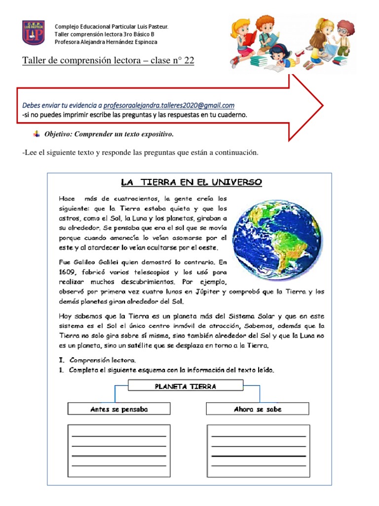 Comprensión lectora sobre el planeta Tierra y Galileo Galilei | PDF