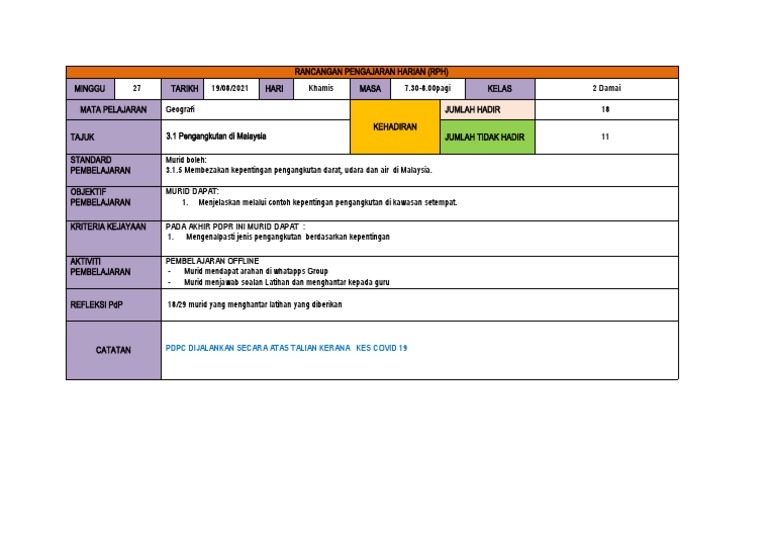 Contoh RPH Geo 2 | PDF
