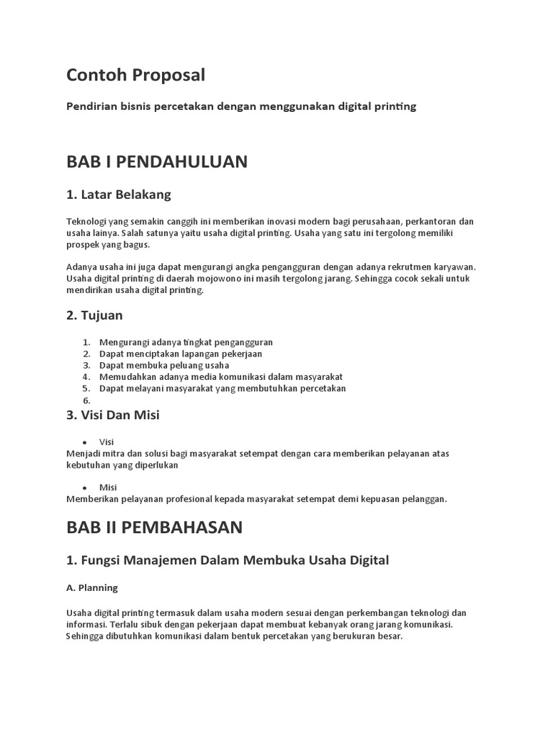 Contoh Proposal Percetakan Digital | PDF