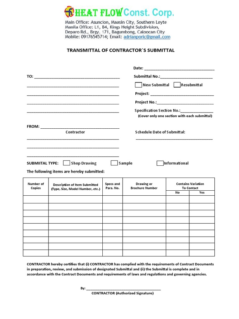 Submittal Form | PDF | Business | Technology & Engineering