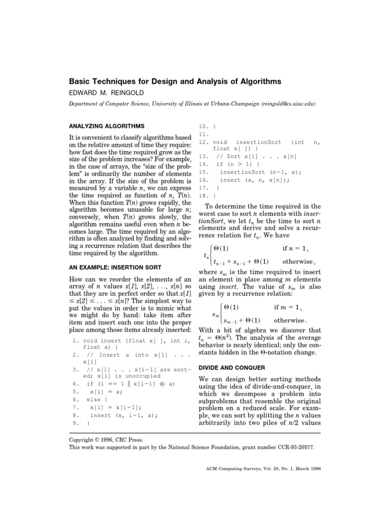 Basic Techniques For Design and Analysis of Algorithms | PDF ...