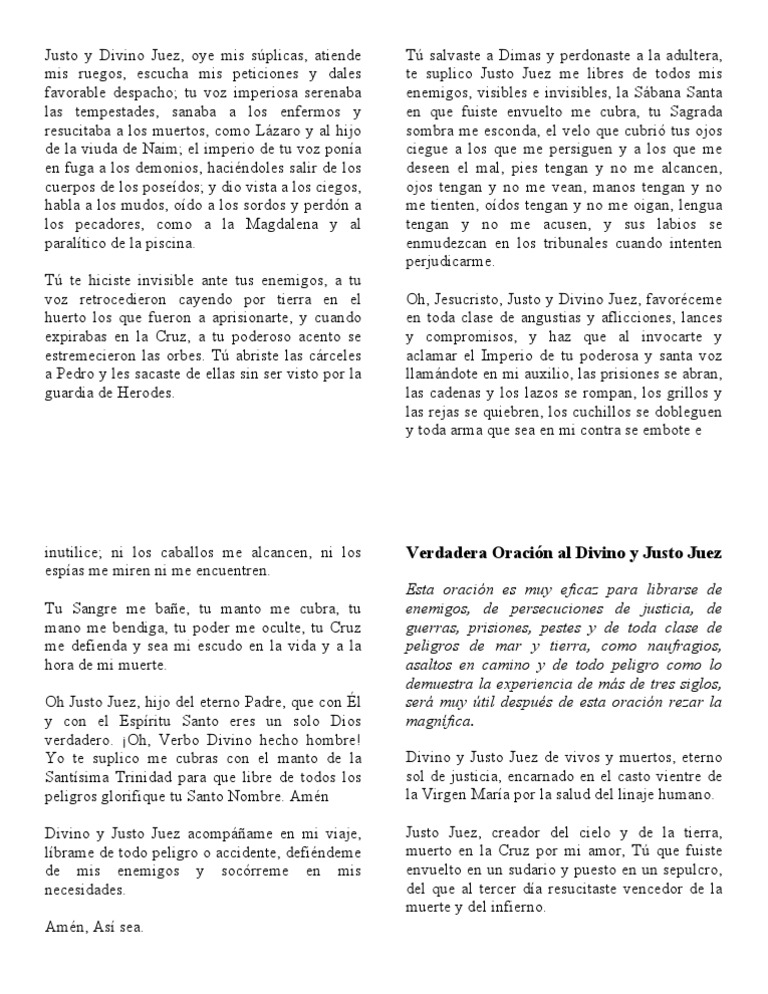 Oración Al Divino y Justo Juez | PDF | Oración | Comportamiento ...