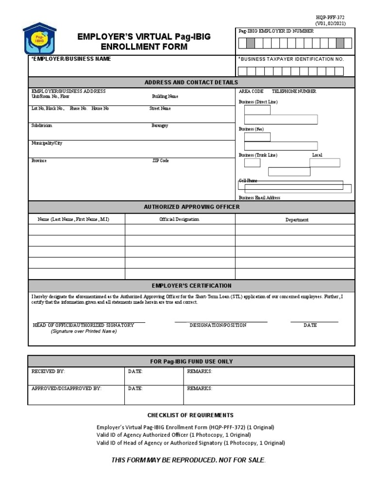 Employer'S Virtual Pag-Ibig Enrollment Form | PDF | Signature ...