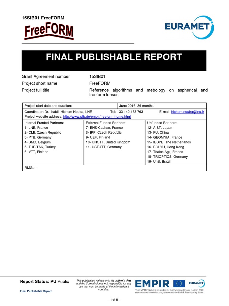 15SIB01 Final Publishable Report | PDF | Mathematical Optimization ...