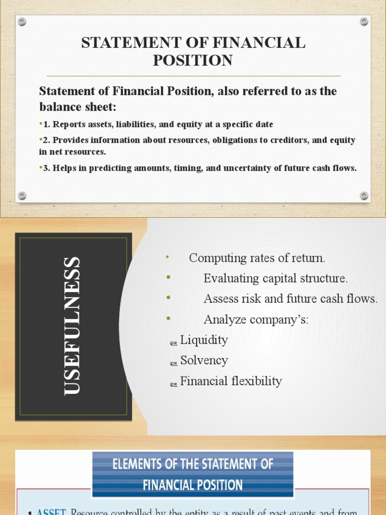 Statement of Financial Position, Also Referred To As The Balance Sheet ...