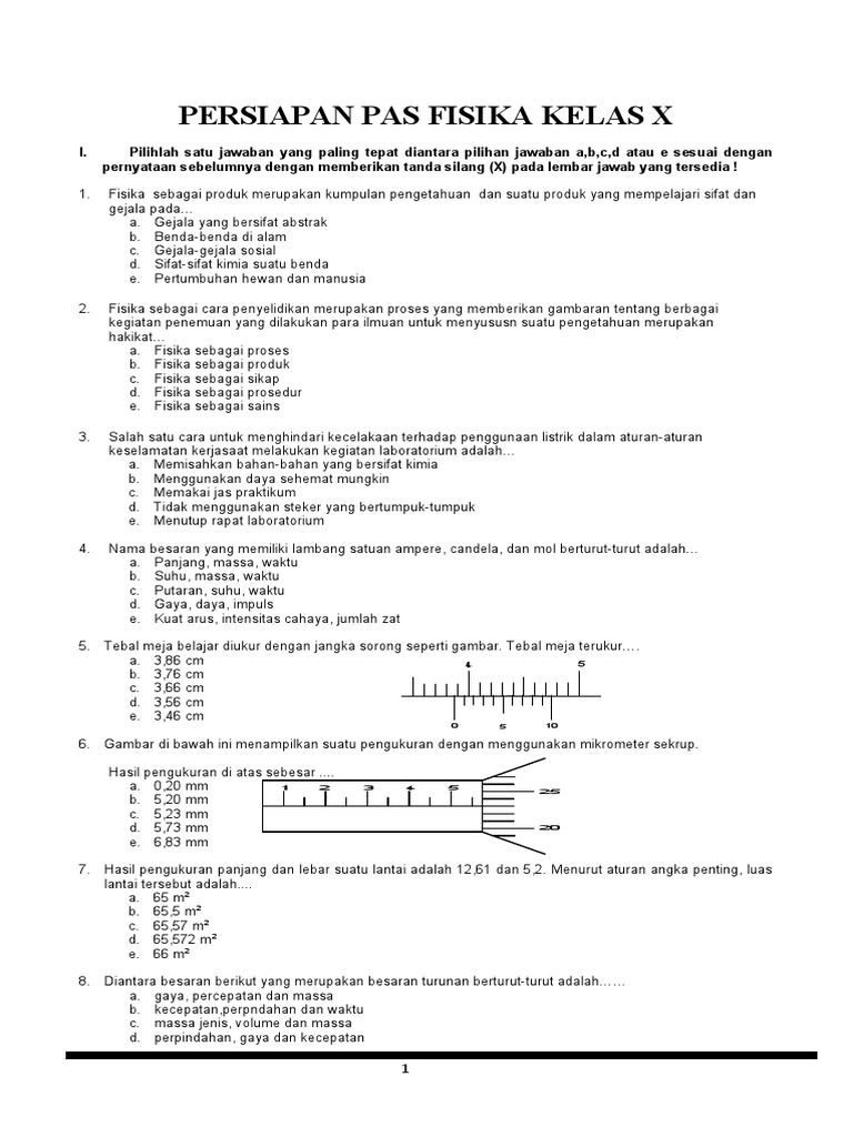 PERSIAPAN_PAS_FISIKA_KELAS_X | PDF
