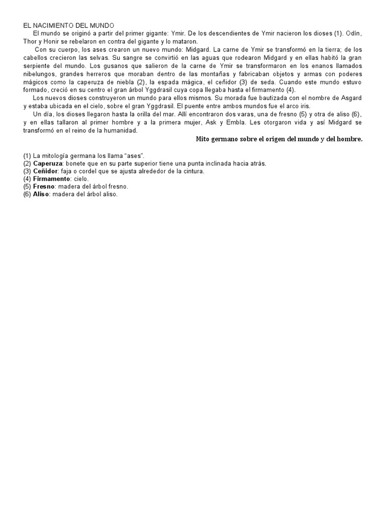 El Nacimiento Del Mundo Mito Germano Sobre El Origen Del Mundo Activa 7 ...