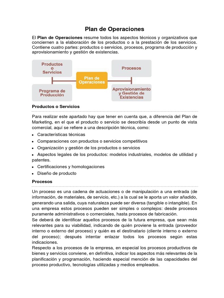 Plan de Operaciones | PDF | Obtención | Calidad (comercial)