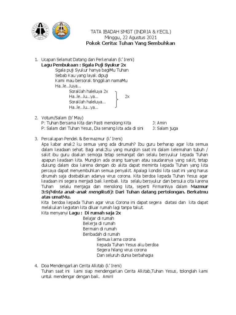 Tata Ibadah Sekolah Minggu SMGT | PDF