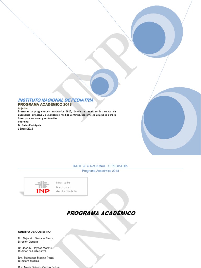 Programa Académico 2018 del INP | PDF | Medicina | Doctorado