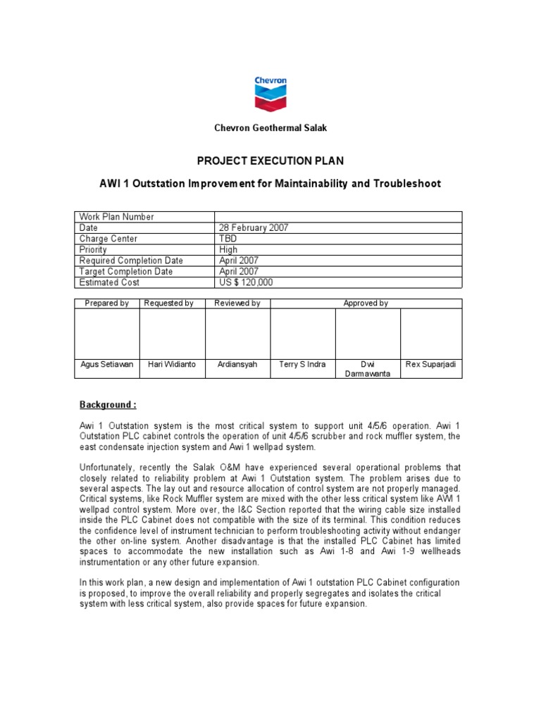 Chevron Geothermal Salak Project Execution Plan | PDF | Programmable Logic Controller | Input/Output