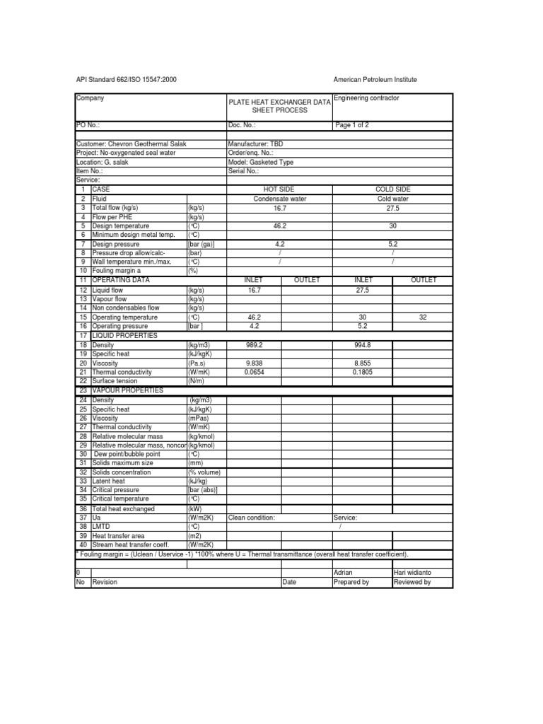 API Heat Exchanger Spec Requiremen | PDF | Heat Exchanger ...