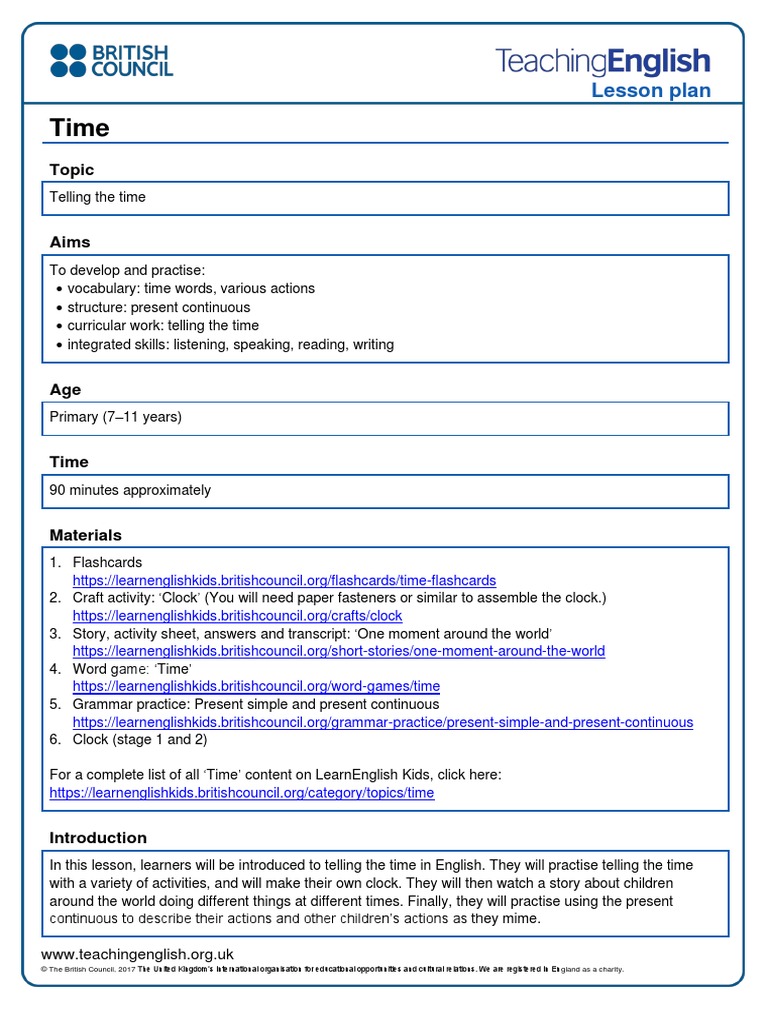 Lesson Plan-Time | PDF | Flashcard | Lesson Plan