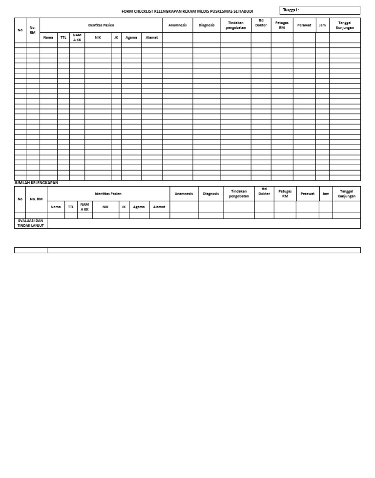 Form Checklist Kelengkapan Rekam Medis Puskesmas Kasembon | PDF